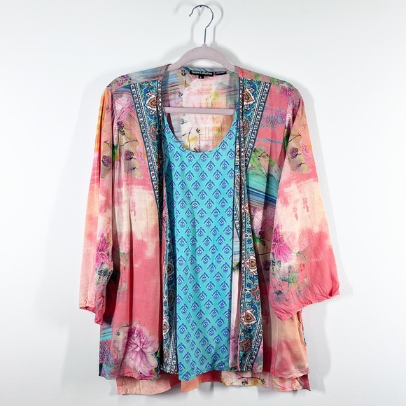 Tolani | Tops | Tolani Collection Layered Kimono Blouse Art To Wear ...